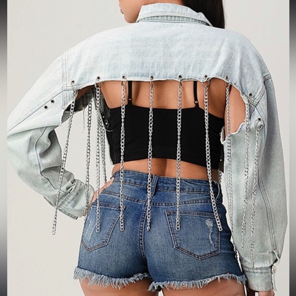 Jackets & Coats | Junk Jeans Hang Low Distressed Chain Link Denim ...